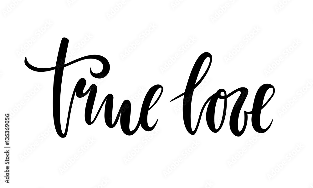 true love. beautiful Hand drawn lettering isolated on white background ...