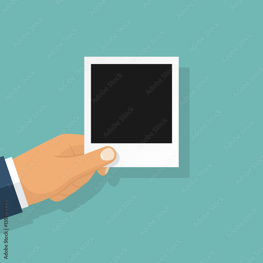 Hand holding blank instant photo. Photograph, card, frame. Easy to edit ...