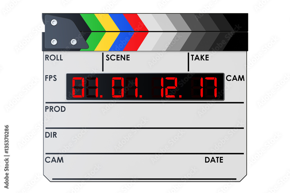 Digital movie clapper board, clapperboard. 3D rendering 素材庫插圖 | Adobe Stock