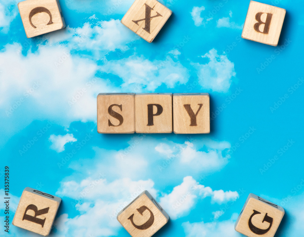 The word spy on the sky background Stock-Foto | Adobe Stock