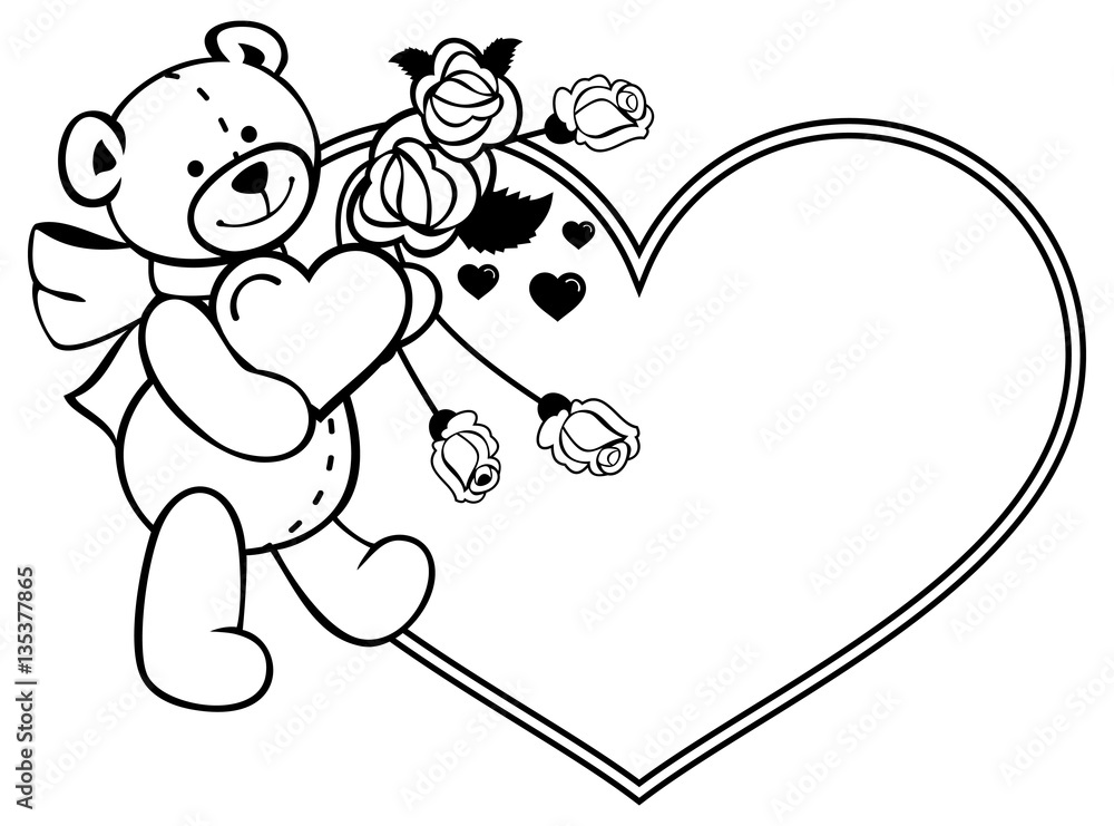 How To Draw A Teddy Bear Holding A Rose