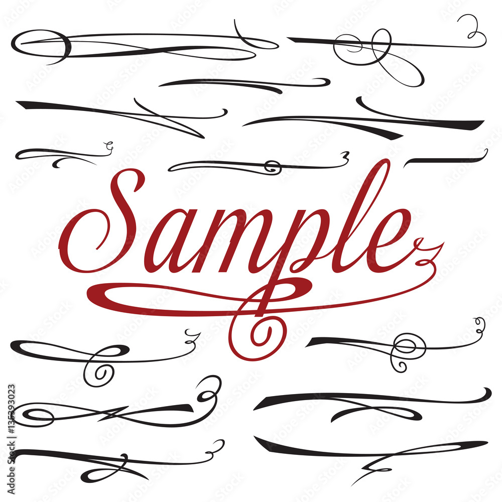 vector set of calligraphic elements for design inscriptions in r Stock ...