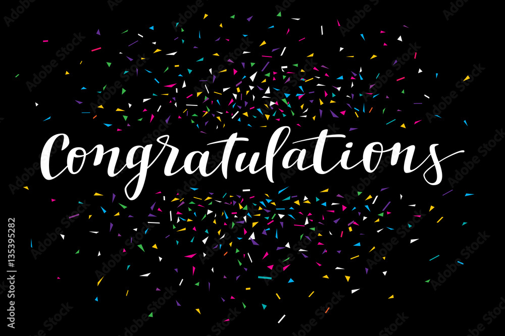 Congratulations, modern calligraphy. Colorful fancy calligraphic ...