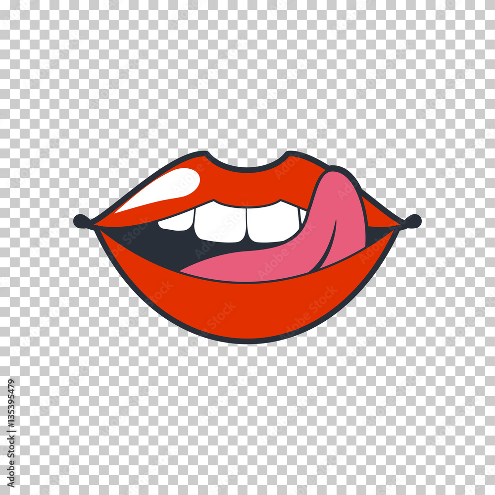 Quirky lips. Vector patch, sticker isolated on a transparent background ...