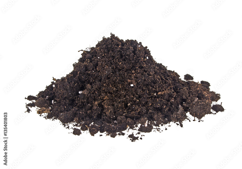Pile heap of soil humus isolated on white background Stock Photo ...