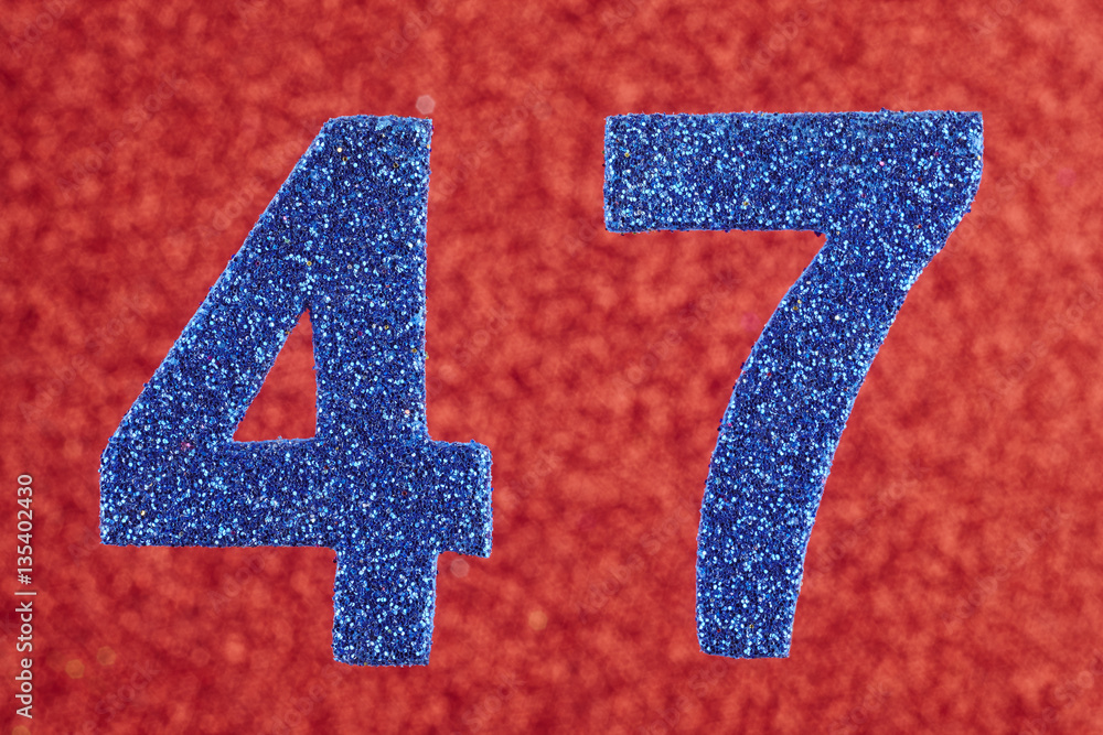 Number forty-seven blue color over a red background. Anniversary Stock ...