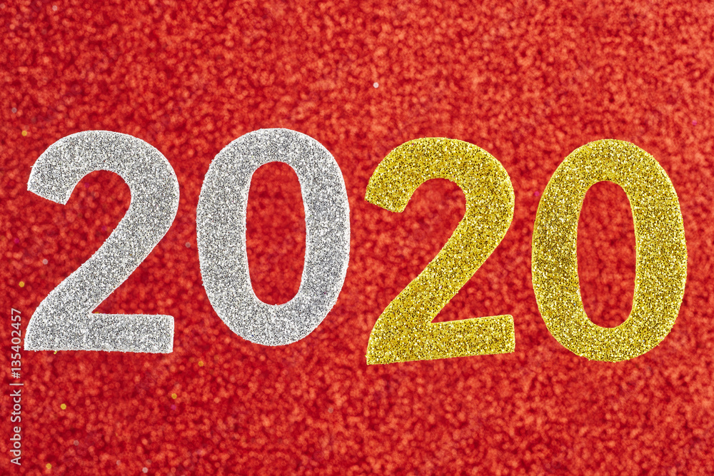 Number two thousand and twenty over a red background. Anniversar Stock ...