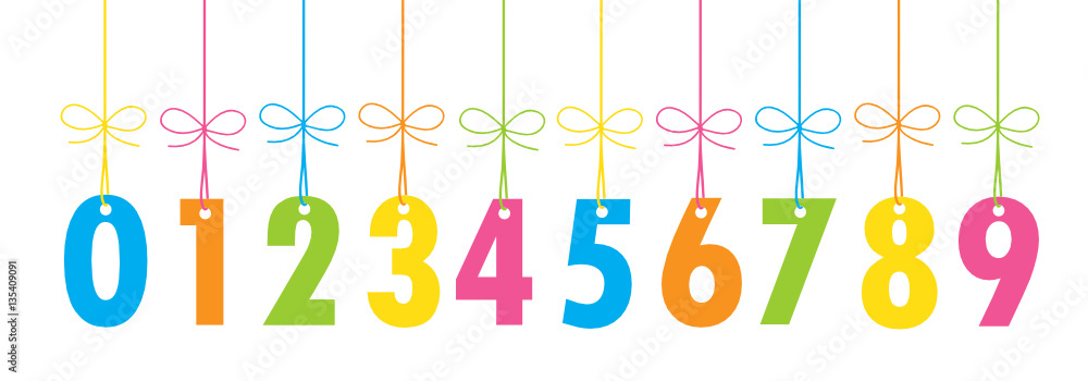 Suspended Numbers with Ribbons Stock Vector | Adobe Stock