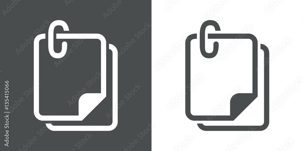 Icono plano hojas papel con clip gris y blanco Stock Vector | Adobe Stock