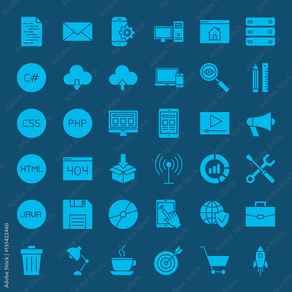 Programming Glyphs Website Icons Stock Vector | Adobe Stock