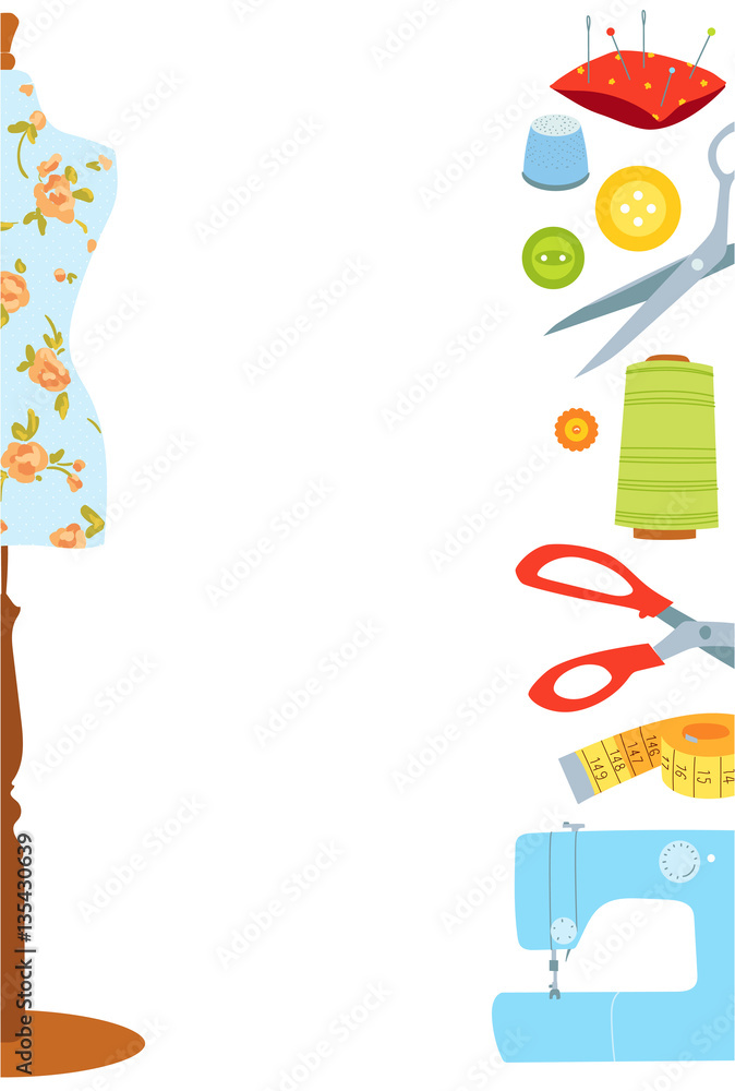 Sewing vector background, border Stock Vector | Adobe Stock