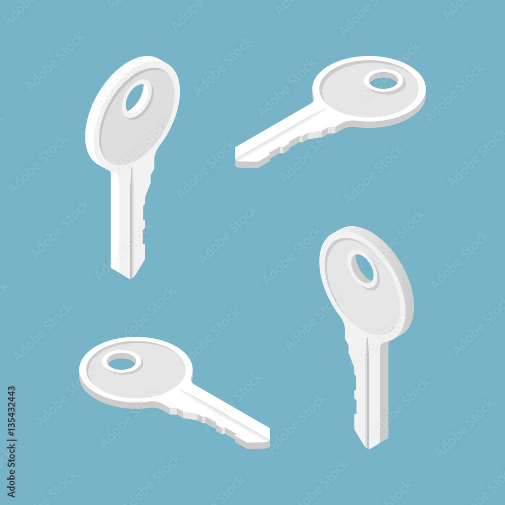 Key isolated. Set of keys of different positions. Vector illustration ...