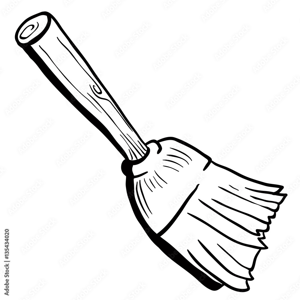black and white broom Stock Vector | Adobe Stock