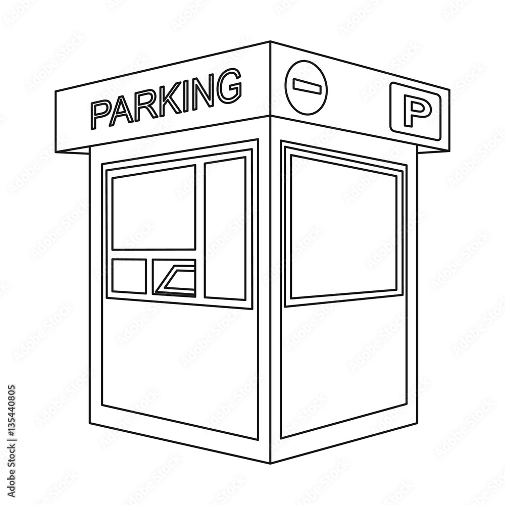 Parking toll booth icon in outline style isolated on white background ...