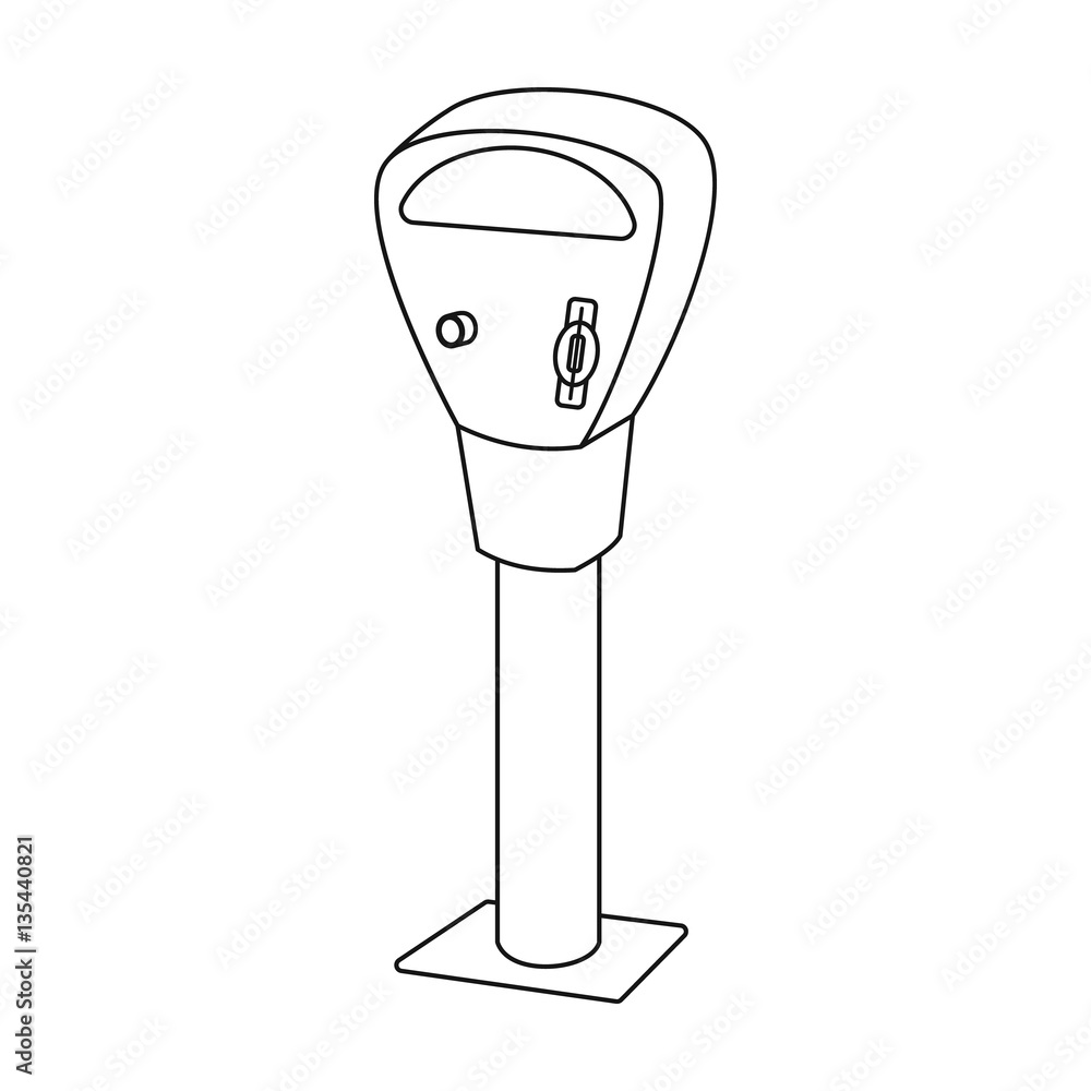Parking meter icon in outline style isolated on white background ...