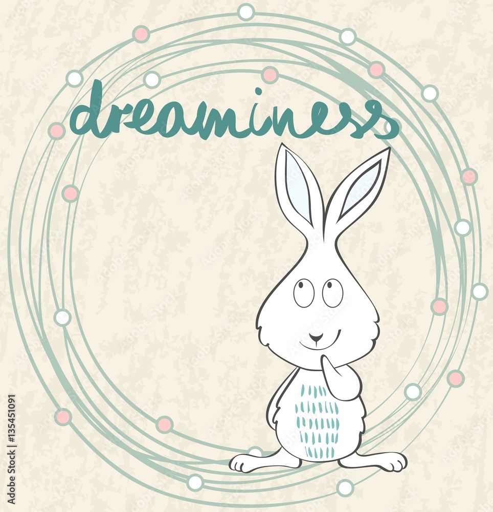 vector illustration of a cartoon bunny in dreams Stock Vector | Adobe Stock