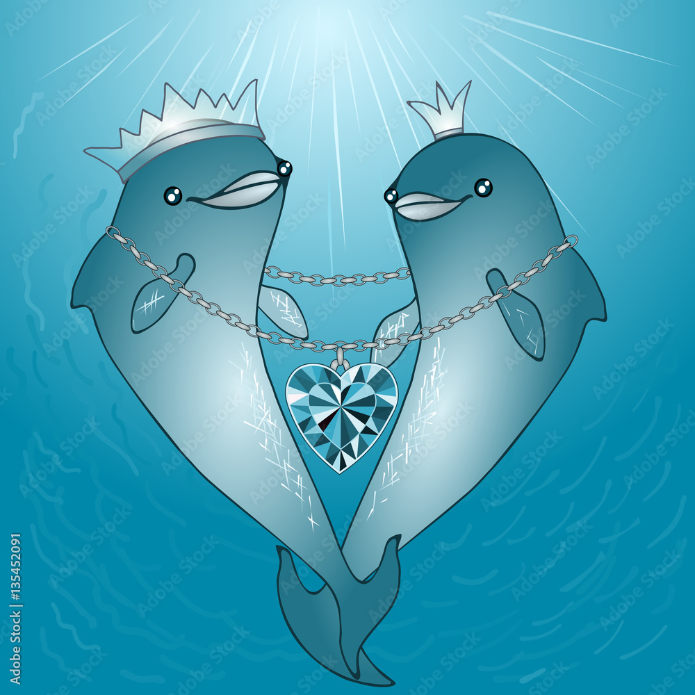 Dolphin king and a queen azure blue pic with dolphins holding a giant ...