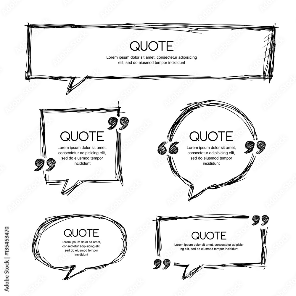 Vector set of quote blank template. Black and white banner background ...