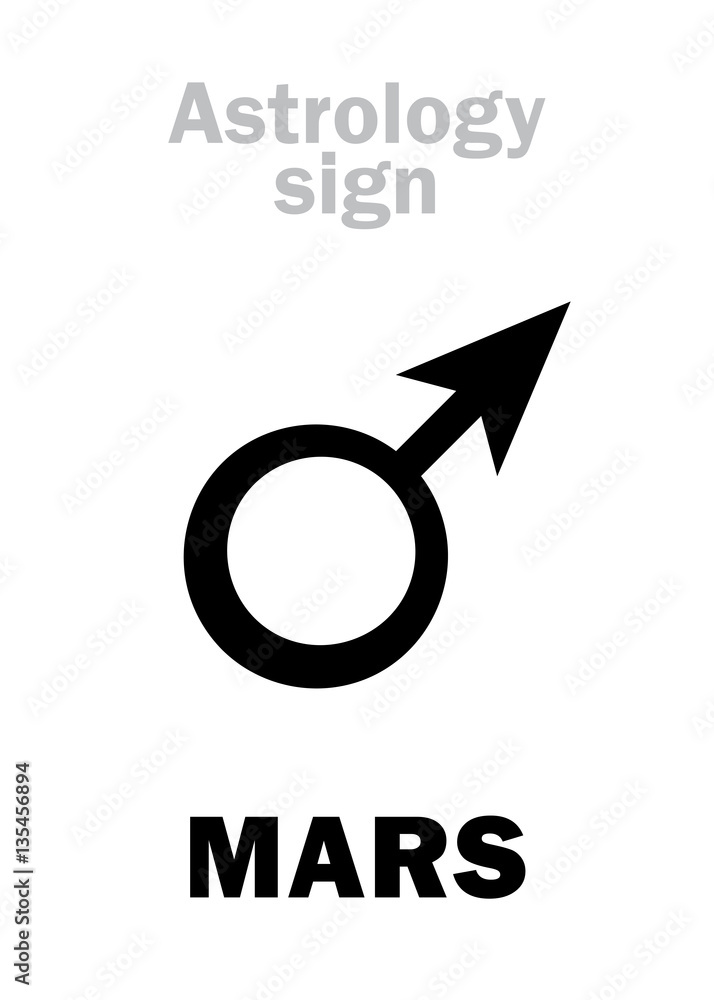 Astrology Alphabet: MARS (male), classic personal planet. Hieroglyphics ...