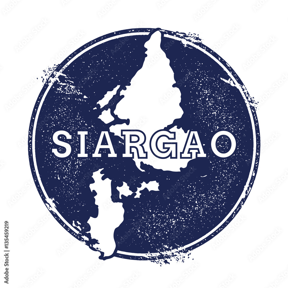 Siargao vector map. Grunge rubber stamp with the name and map of island ...