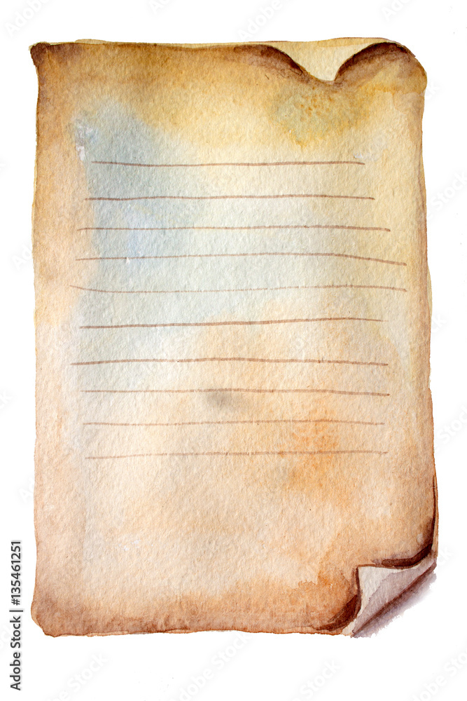 Old, Dry Paper With Torn Edges Curled Isolated on a White Background ...