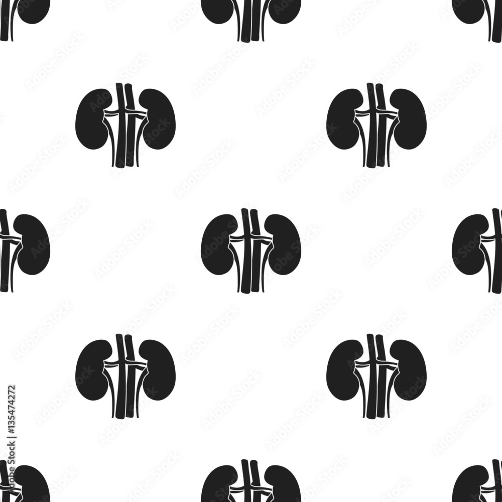 Kidney icon in black style isolated on white background. Organs pattern ...