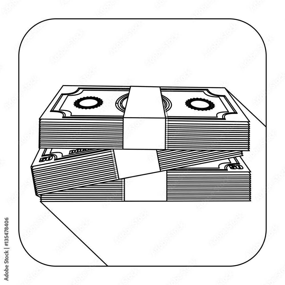 square shape with silhouette stacked banknote vector illustration Stock ...