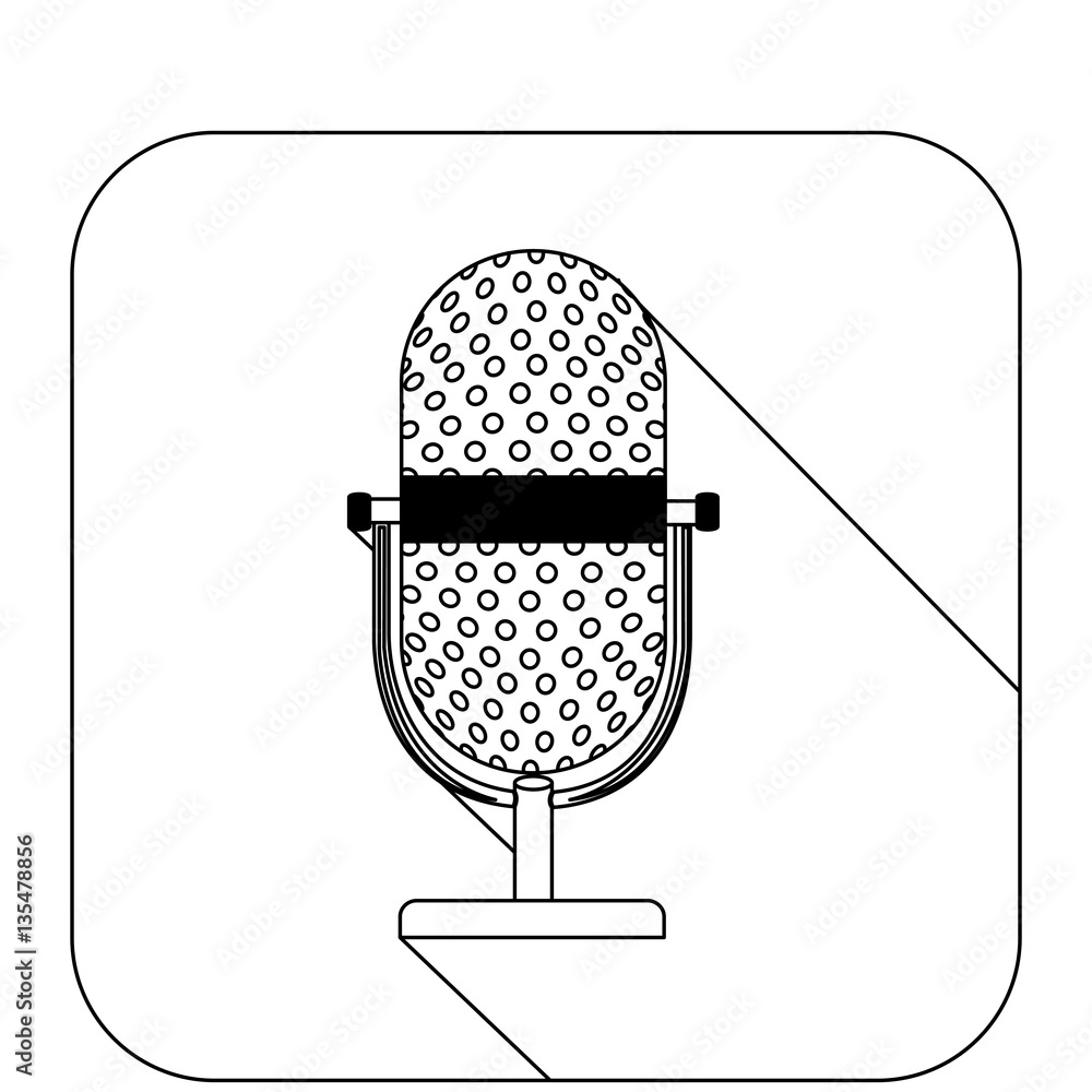 square shape with silhouette microphone vector illustration Stock ...