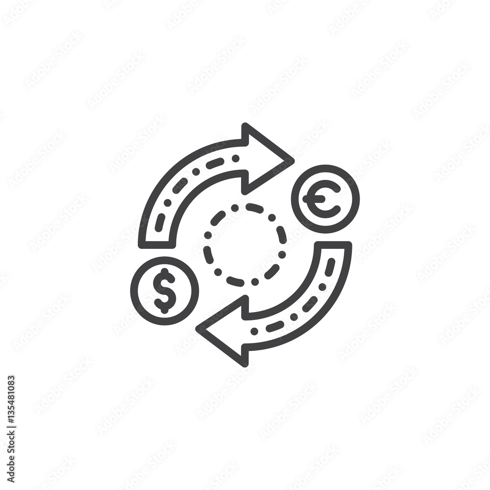 Currency exchange line icon, outline vector sign, linear pictogram ...