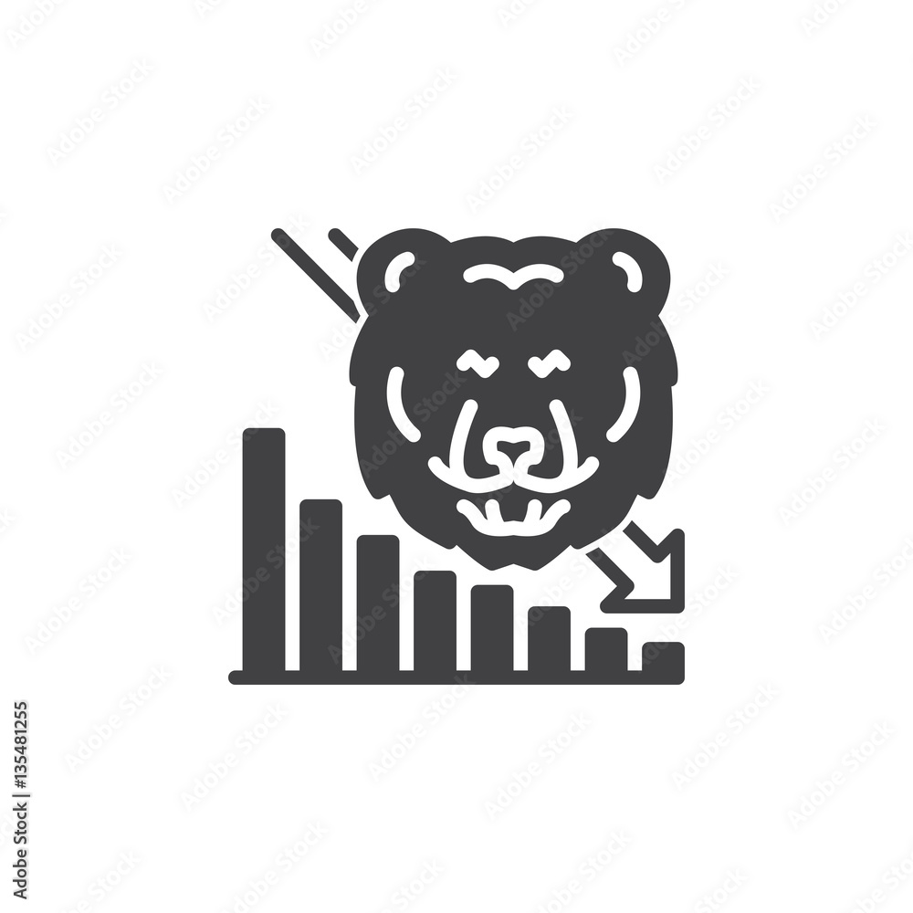 Stock market going down icon vector, filled flat sign, solid pictogram ...