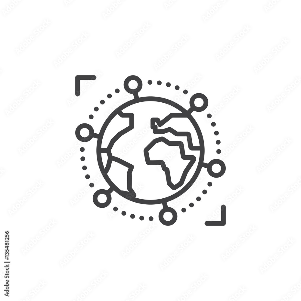 International, global business line icon, outline vector sign, linear ...