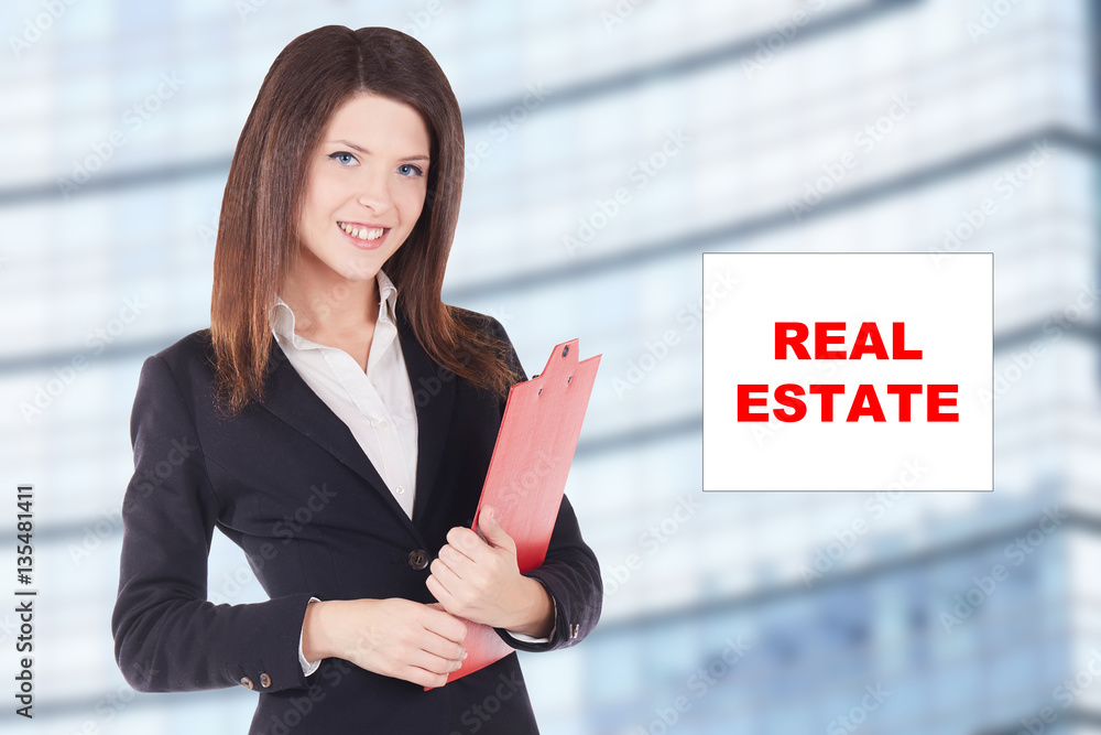 young woman real estate agent Stock Photo | Adobe Stock