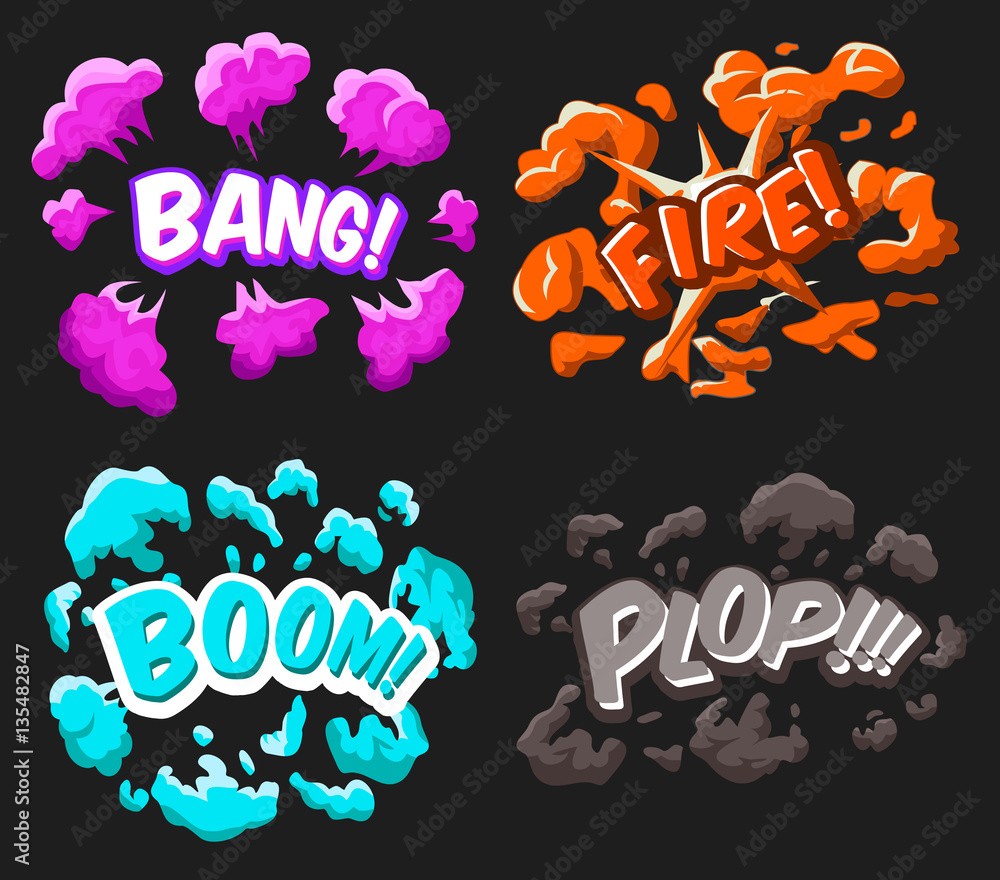 Cartoon Explosion Effects Set Stock Vector | Adobe Stock