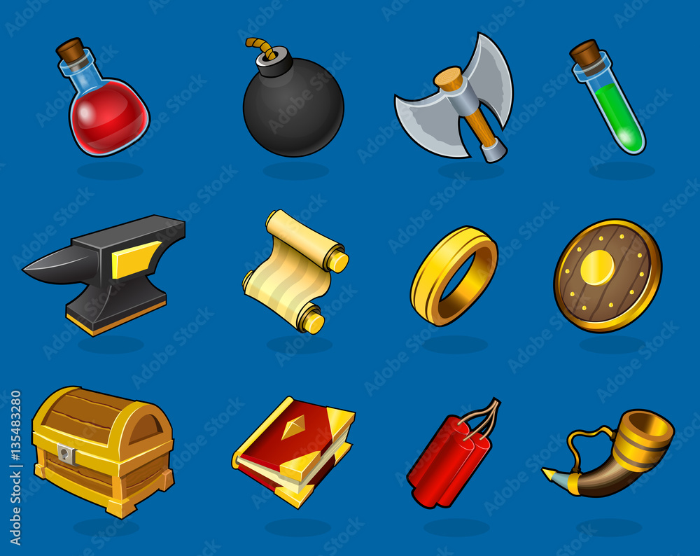 Colorful Items Collection Stock Vector | Adobe Stock