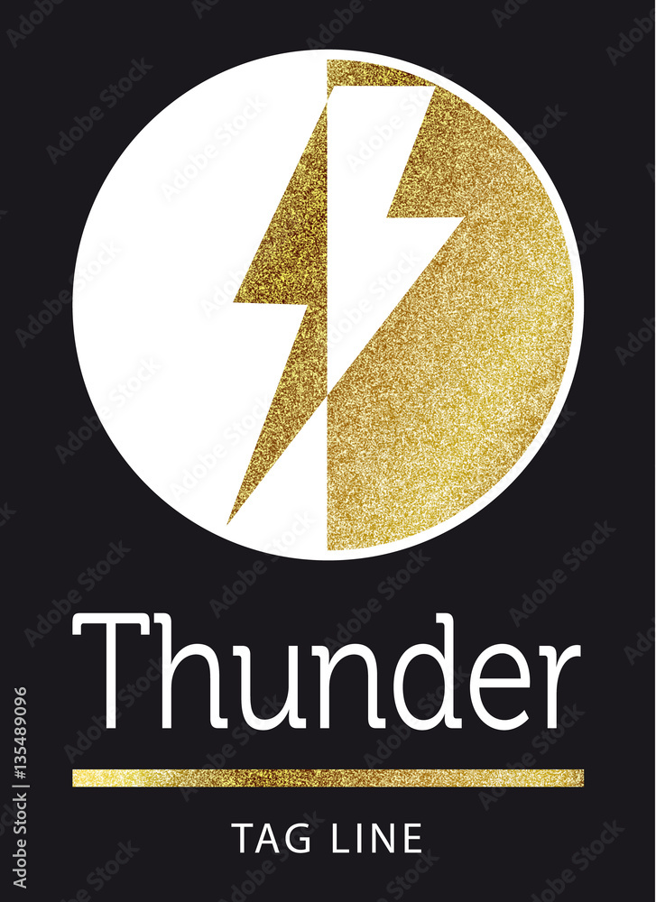 Thunder Logo - Black Background Stock Vector | Adobe Stock