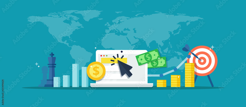 Online advertising campaign - abstract illustration in flat style ...