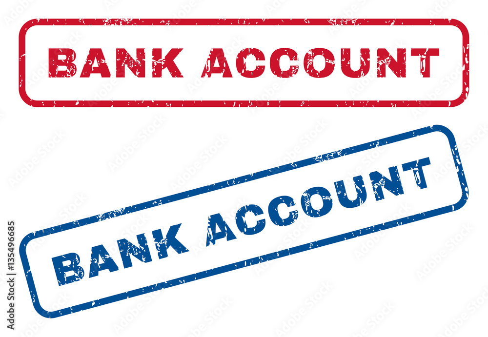 Bank Account text rubber seal stamp watermarks. Vector style is blue ...