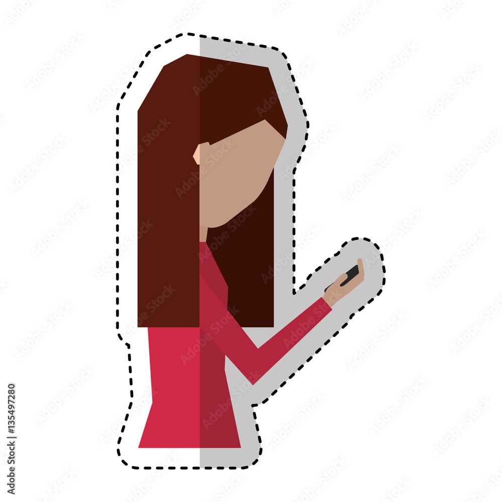 young woman with smartphone avatar character vector illustration design ...