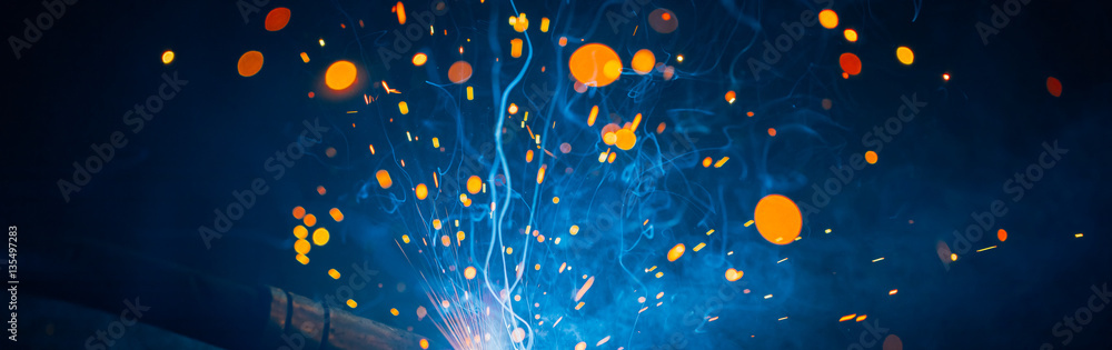 artistic welding sparks light, industrial background Stock Photo ...