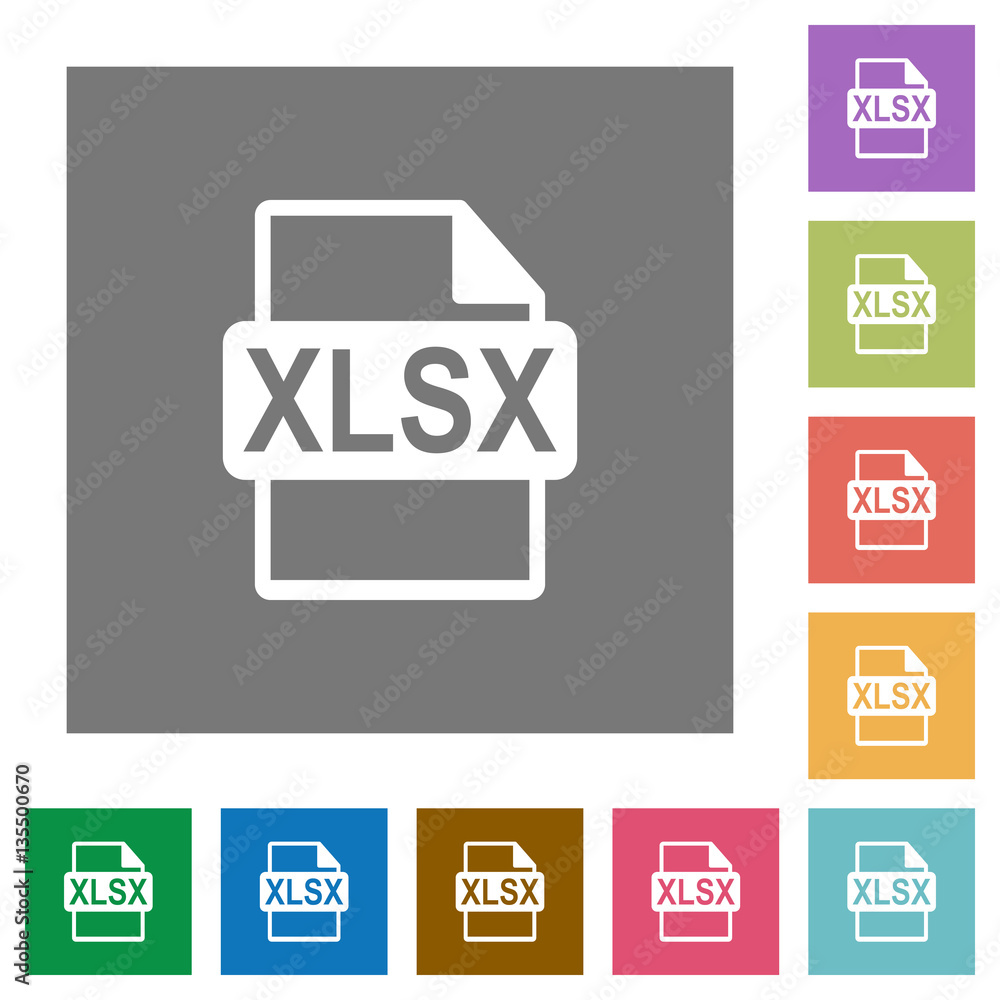 XLSX file format square flat icons Stock-Vektorgrafik | Adobe Stock