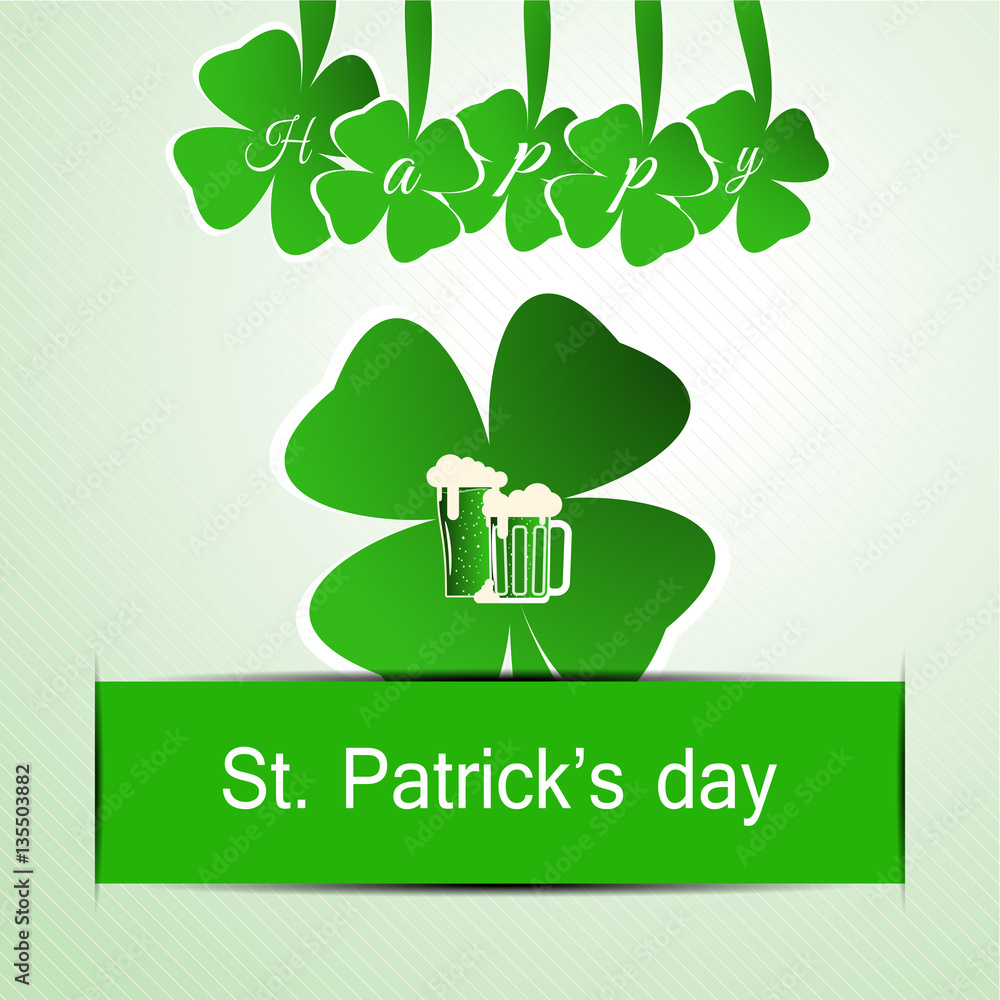 Vector Happy St. Patrick's Day poster on the gradient light green ...