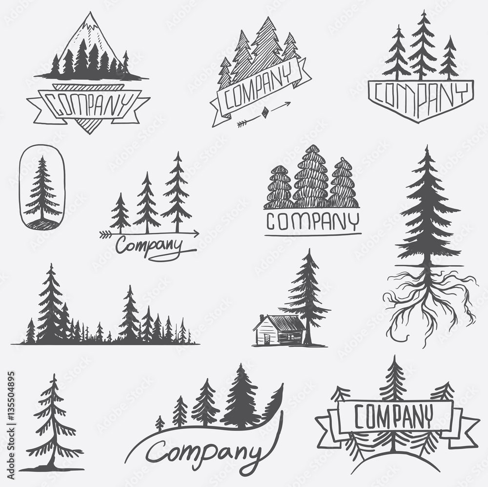 Poster Forest badge tree vector set isolated – Wall Art | UkPosters