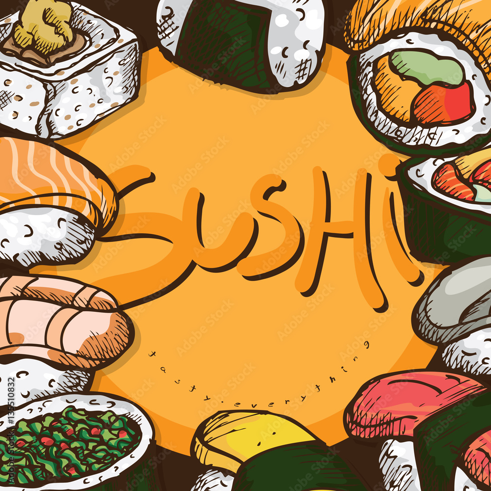 menu sushi drawing graphic design objects template Stock Vector | Adobe ...
