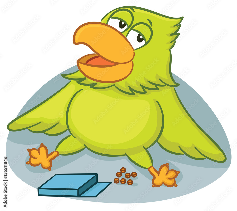 Parrot Getting Full from Eating Cartoon Illustration Stock Vector ...