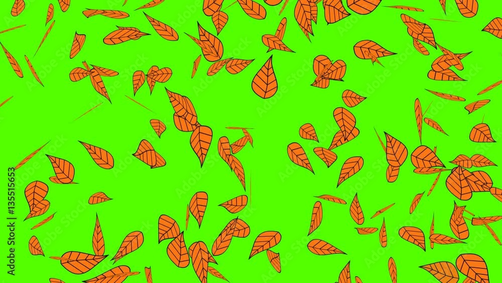 leaf falling cartoon background green screen autumn leaves Stock 비디오 ...