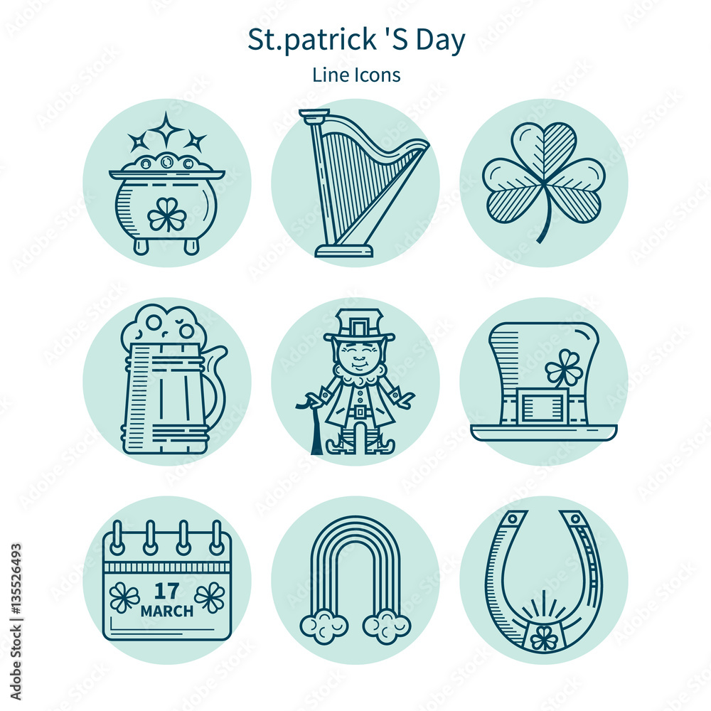 Ireland icons set outline Stock Vector | Adobe Stock