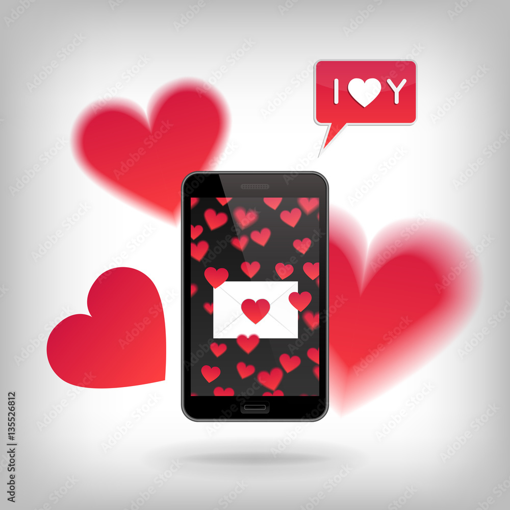 Happy Valentines Day. Smartphone with love message on the screen ...