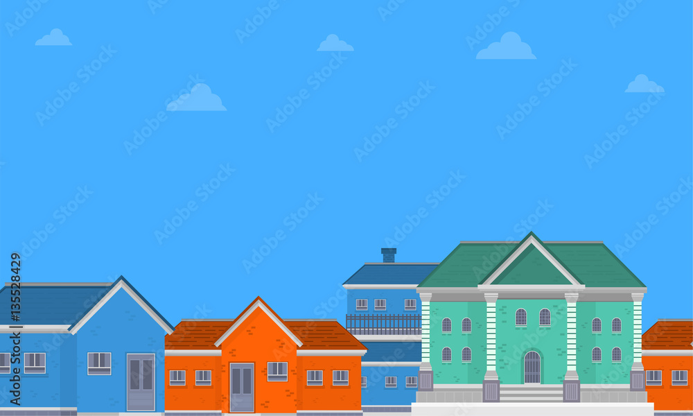 House city landscape of vector flat Stock Vector | Adobe Stock