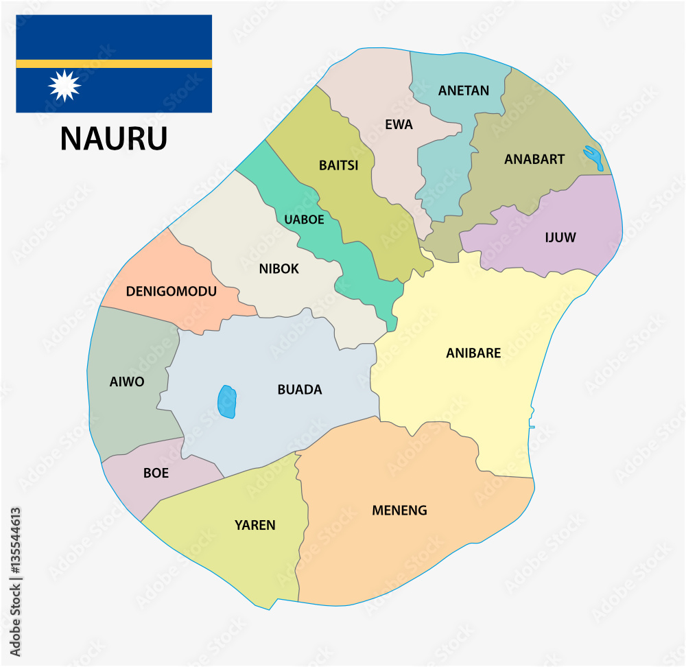 Nauru administrative and political vector map with flag Stock Vector ...