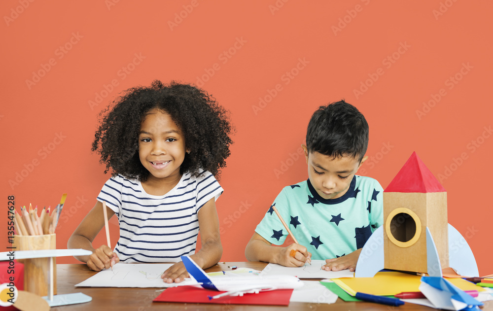 Little Children Drawing Sketching Concept Stock Photo | Adobe Stock